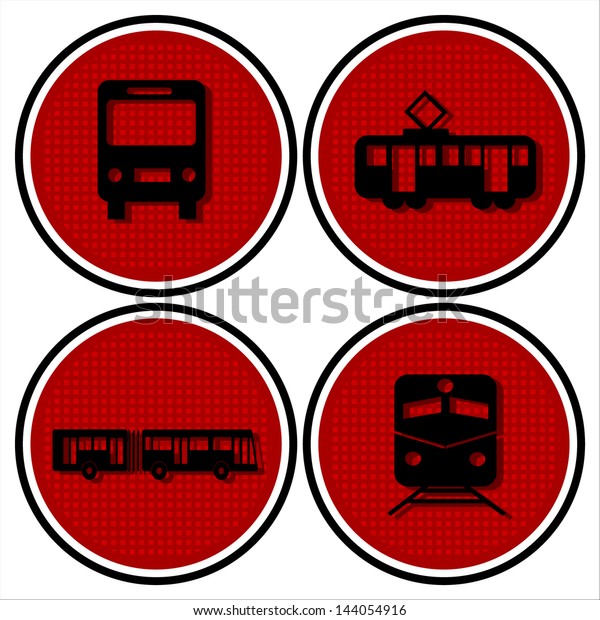 Bus Train Trolley Symbols Icon Stock Vector (Royalty Free) 144054916