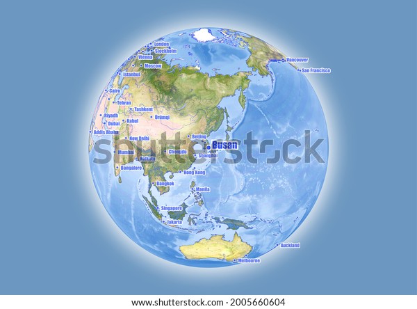 Busansouth Korea Shown On Vector Globe Stock Vector (Royalty Free ...