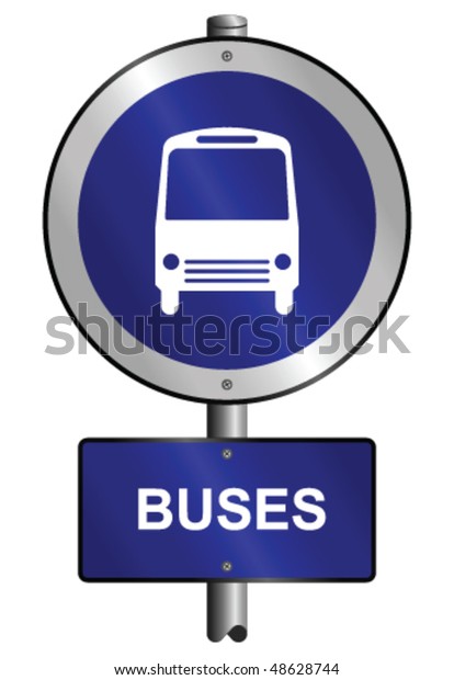 Buses Graphic Text Information Sign Mounted Stock Vector (Royalty Free ...