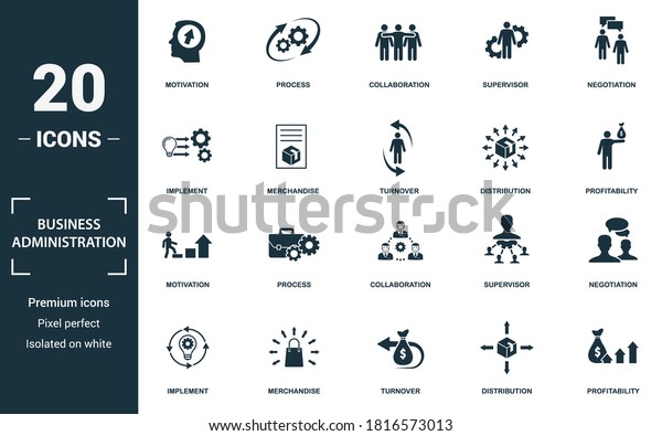 Business Administration Icon Set Collection Simple Stock Vector ...