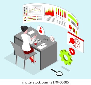 Business Analysis Technology Concept Isometric Vector Stock Vector ...