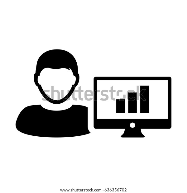 Business Analyst Icon Man User Computer Stock Vector Royalty Free