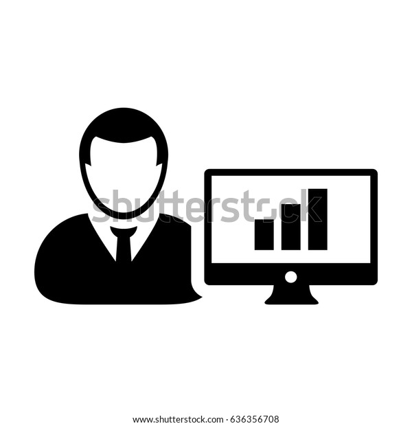 Business Analyst Icon Man User Computer Stock Vector (Royalty Free ...