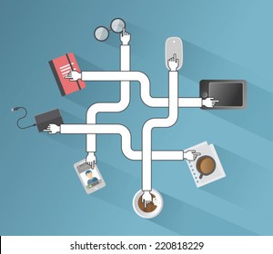 Business Applications Icons Vector On Blue Stock Vector (Royalty Free ...