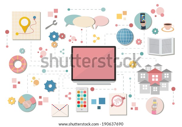 Business Background Computer Screen Letter Cup Stock Vector (Royalty ...