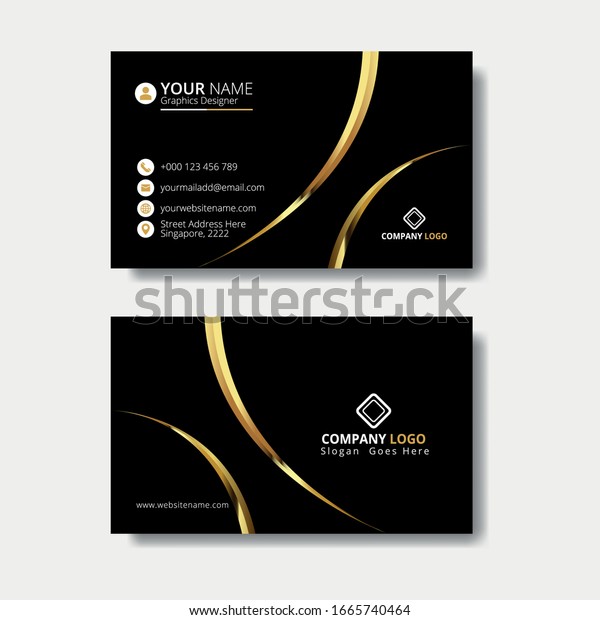 Business Card Design Gold Effect Stock Vector (Royalty Free) 1665740464 ...