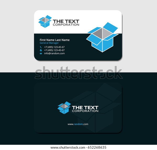 Business Card Template Blue Cargo Container 스톡 벡터(로열티 프리) 652268635