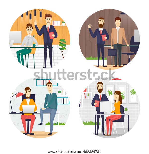 Business Cartoon Characters Flat Design Vector Stock Vector (Royalty ...