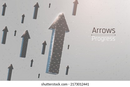 Business Concept Arrow Growing Graph Wireframe Stock Vector (Royalty ...