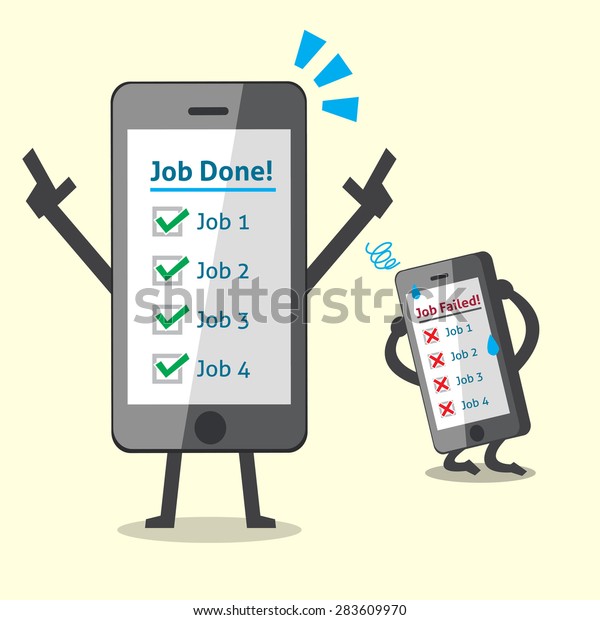 Business Concept Cartoon Smartphone Completed Jobs Stock Vector ...