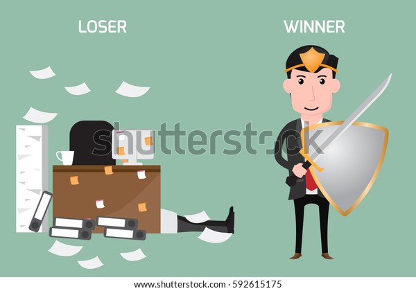 Business Concept Loser Winner Vector Illustration Stock Vector (Royalty ...