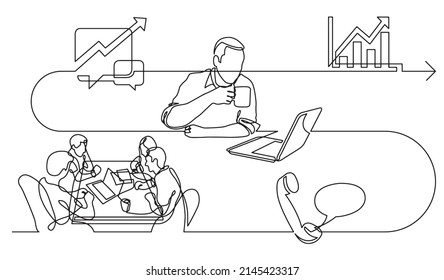 Business Concept One Line Drawing Illustration Stock Vector (Royalty ...