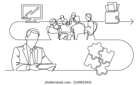 Business Concept One Line Drawing Illustration Stock Vector (Royalty ...