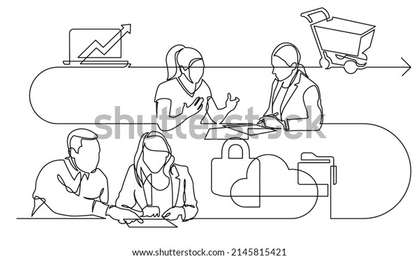 Business Concept One Line Drawing Illustration Stock Vector (Royalty ...