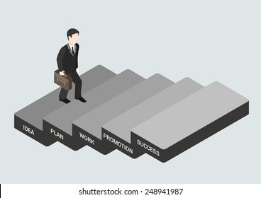Flat 3d Isometric Businessman Highest Point Stock Vector (Royalty Free ...