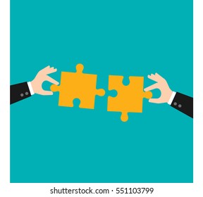 Business Concept Teamwork Integration Puzzle Flat Stock Vector (Royalty ...