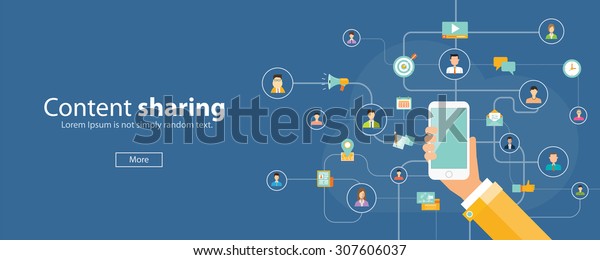 Business Content Sharing On Mobile Conceptmobile Stock Vector (Royalty ...