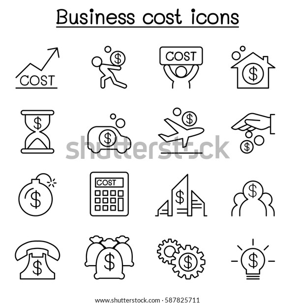 Business Cost Icon Set Thin Line Stock Vector (Royalty Free) 587825711