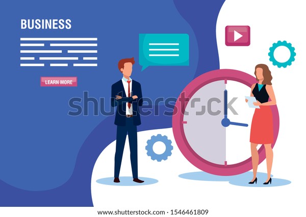 Business Couple Clock Icons Vector Illustration Stock Vector (Royalty ...