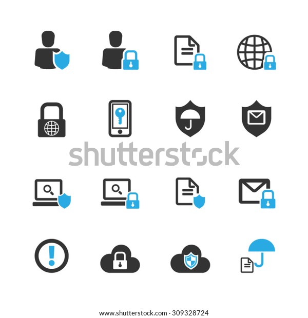 Business Data Protection Technology Icons Setvector Stock Vector ...