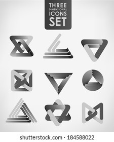 Business Design Elements Icon Set Threedimensional Stock Vector ...