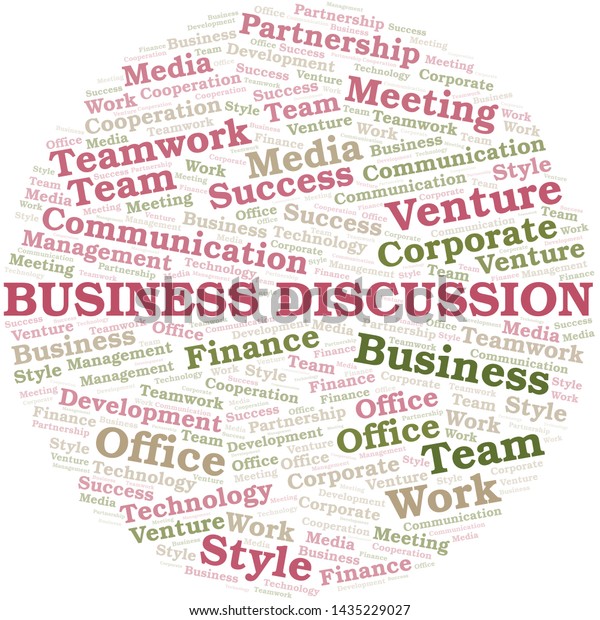 Business Discussion Word Cloud Collage Made Stock Vector (Royalty Free ...