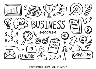 Business Doodle Vector Set Simple Sketch Stock Vector (Royalty Free ...