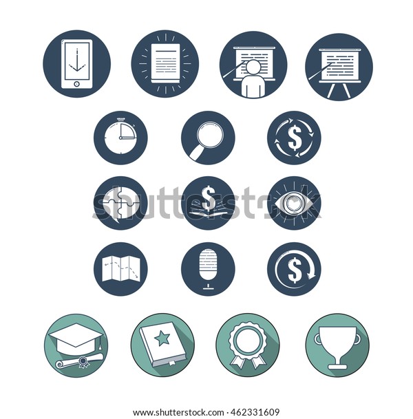 Business Educational Icon Set Stock Vector (Royalty Free) 462331609 ...
