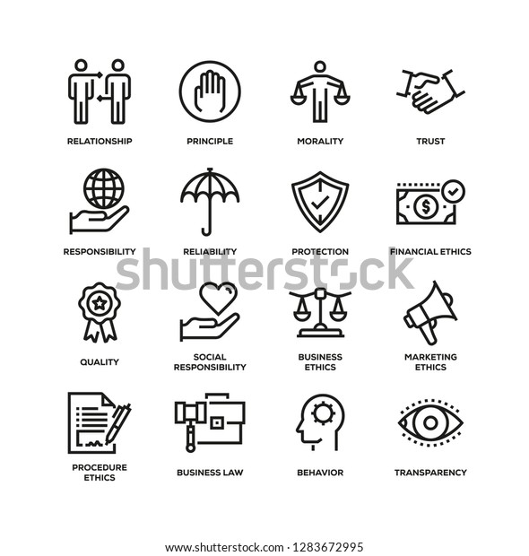 Business Ethics Line Icon Set Stock Vector (Royalty Free) 1283672995