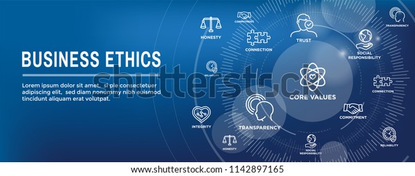 Business Ethics Web Banner Icon Set Stock Vector (Royalty Free) 1142897165