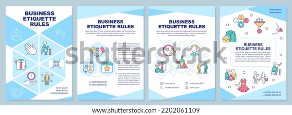 Business Etiquette Rules Blue Brochure Template Stock Vector (Royalty ...