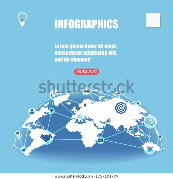 Business Global Network On World Map Stock Vector (Royalty Free ...