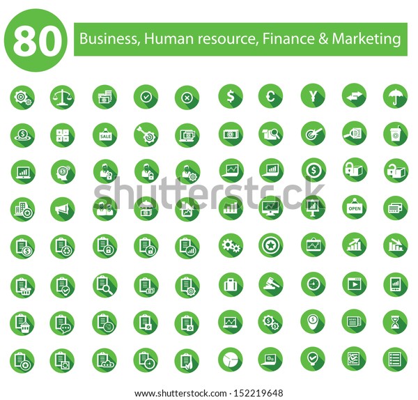 Business Human Resourcefinance Icon Setgreen Versionvector Stock Vector ...