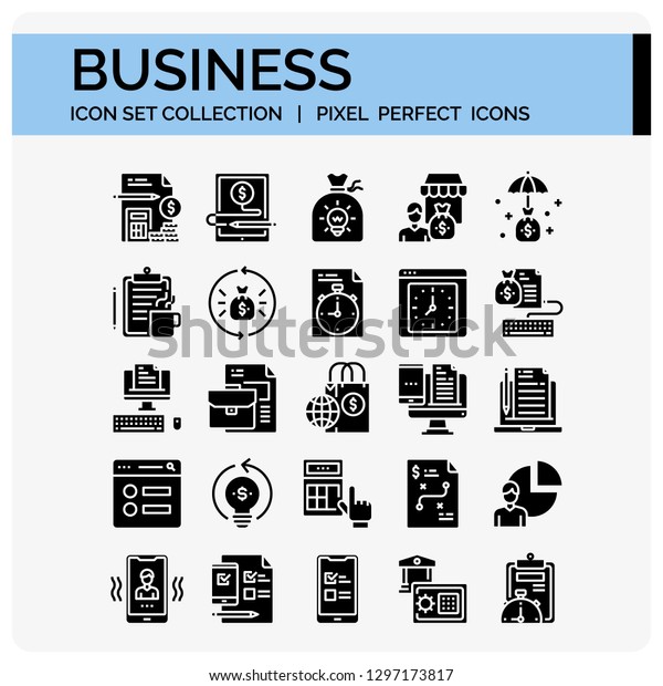 Business Icons Set Ui Pixel Perfect Stock Vector (Royalty Free ...