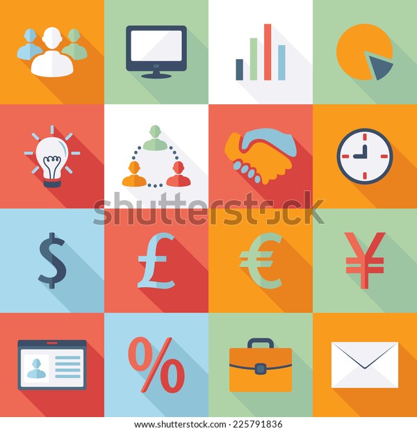 Business Icons Vector Collection Flat Colorful Stock Vector (Royalty ...