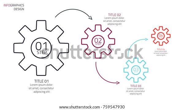 Business Infographics Timeline 4 Cogs Design Stock Vector (Royalty Free ...