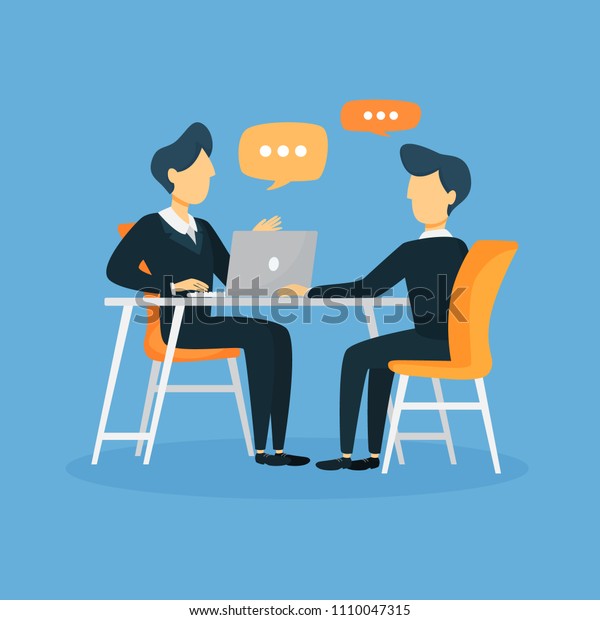 Business Interview Illustration Talking Discussing Stock Vector ...