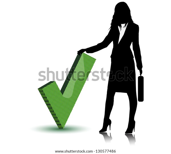 Business Lady Check Mark Symbolvector Stock Vector (Royalty Free) 130577486