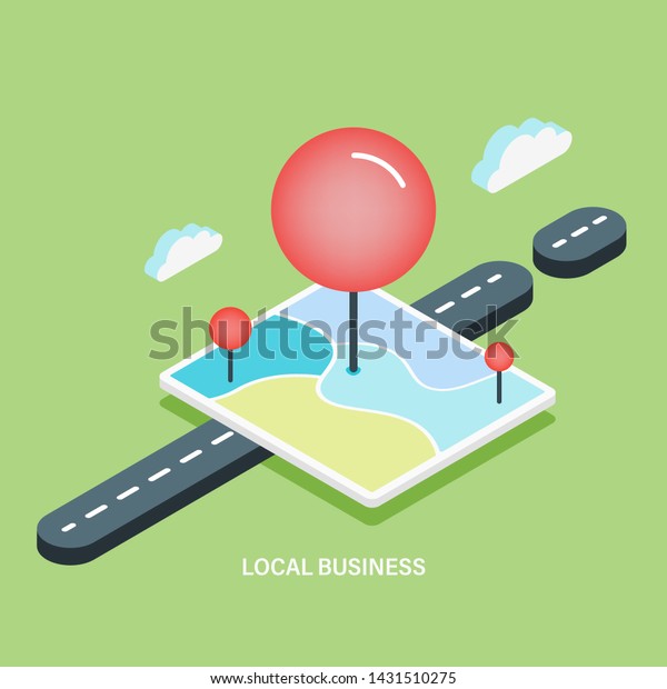Business Location Map Pin 3d Isometric Stock Vector (Royalty Free ...