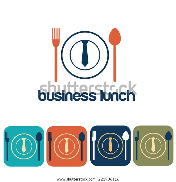 Business Lunch Icon Set Flat Design Stock Vector (Royalty Free) 221906116