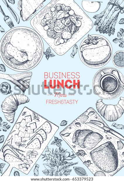 Business Lunch Top View Frame Food Stock Vector (Royalty Free ...