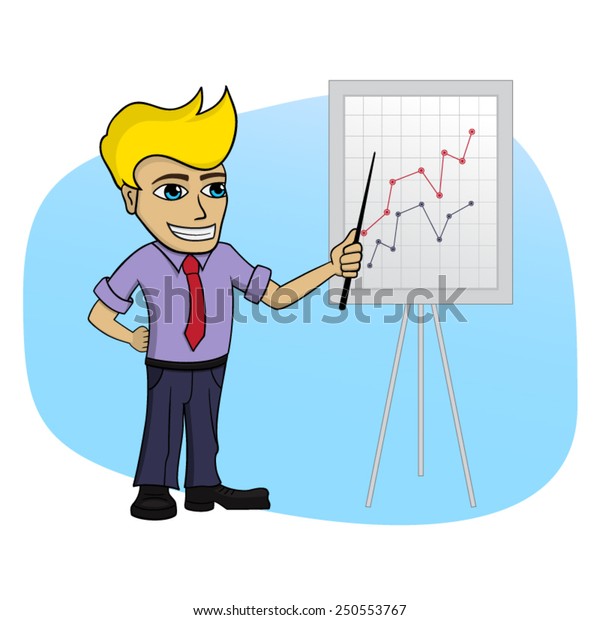 Business Man Chart Isolated Cartoon Illustration Stock Vector (Royalty ...