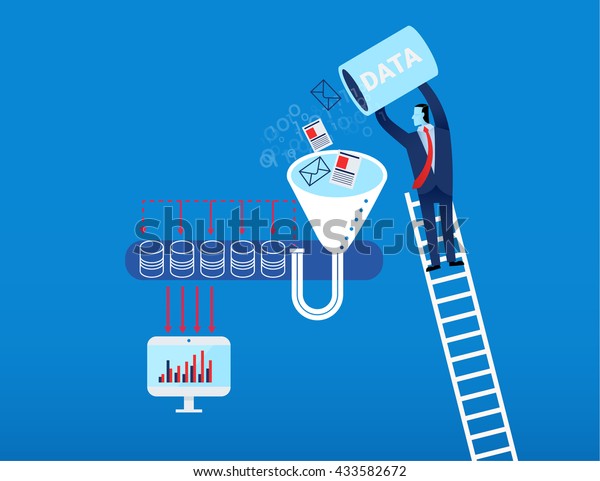 Business Man Collect Data Into Server Stock Vector (Royalty Free ...
