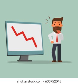 Business Man Fall Chart Line Stock Vector (Royalty Free) 630752045 ...