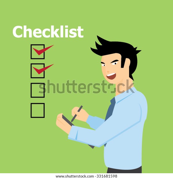 Business Man Filling Checklist Vector Stock Vector (Royalty Free ...