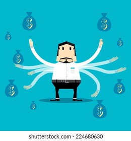 Business Man Greedy Concept Vector Illustration Stock Vector (Royalty ...