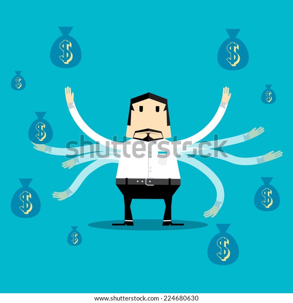 Business Man Greedy Concept Vector Illustration Stock Vector (Royalty ...