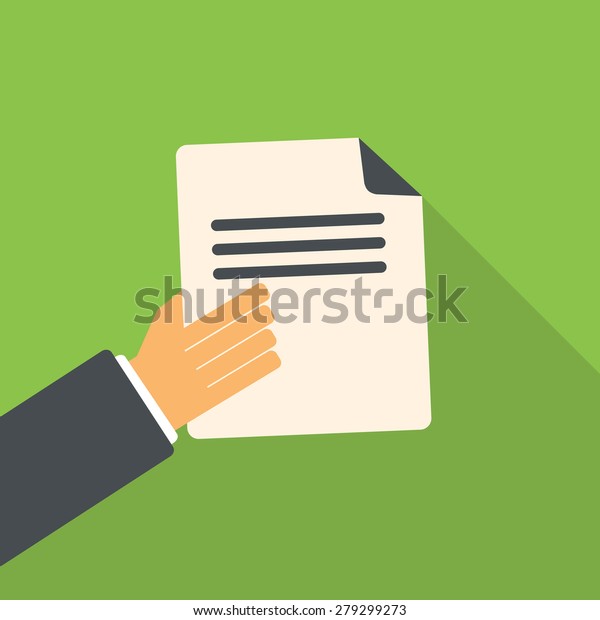 Business Man Hand Holding Document Vector Stock Vector (Royalty Free ...