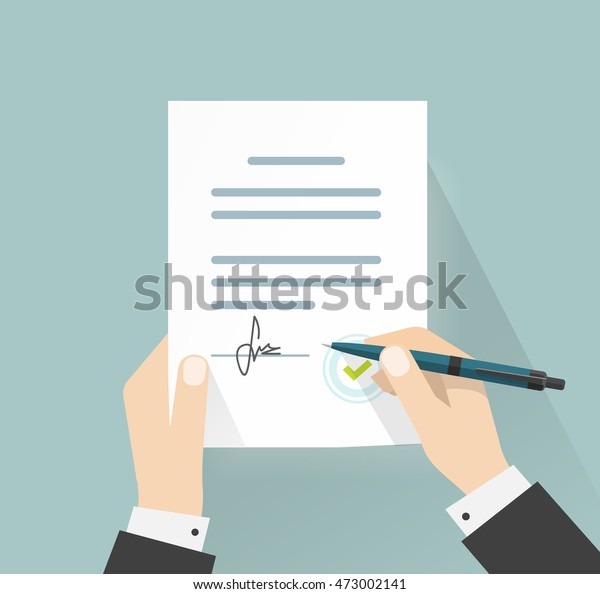 Business Man Hands Signing Document Vector Stock Vector (Royalty Free ...