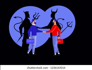 Business Man Handshake Background Demon Shadowconcept Stock Vector ...